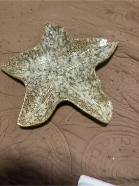 Accents | Glazed Ceramic Starfish Dish In Speckled Sand And Cream ...
